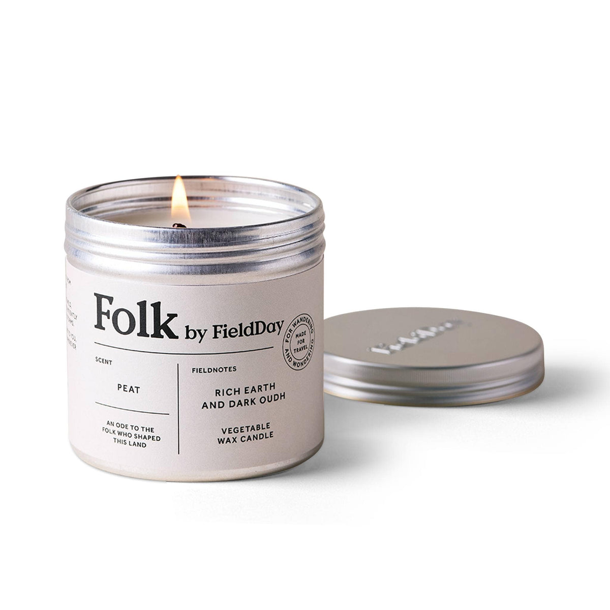 FieldDay Folk Collection Plant-Based Tin Candle 270g/40hrs - Peat (Ric ...