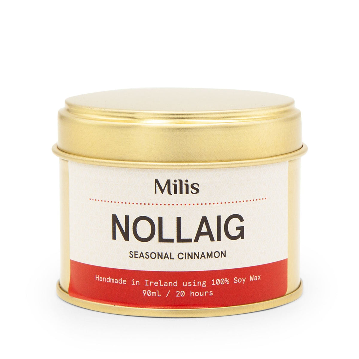 Milis Soy Wax Candle - Nollaig Christmas Candle - Tin - 90g – Faerly