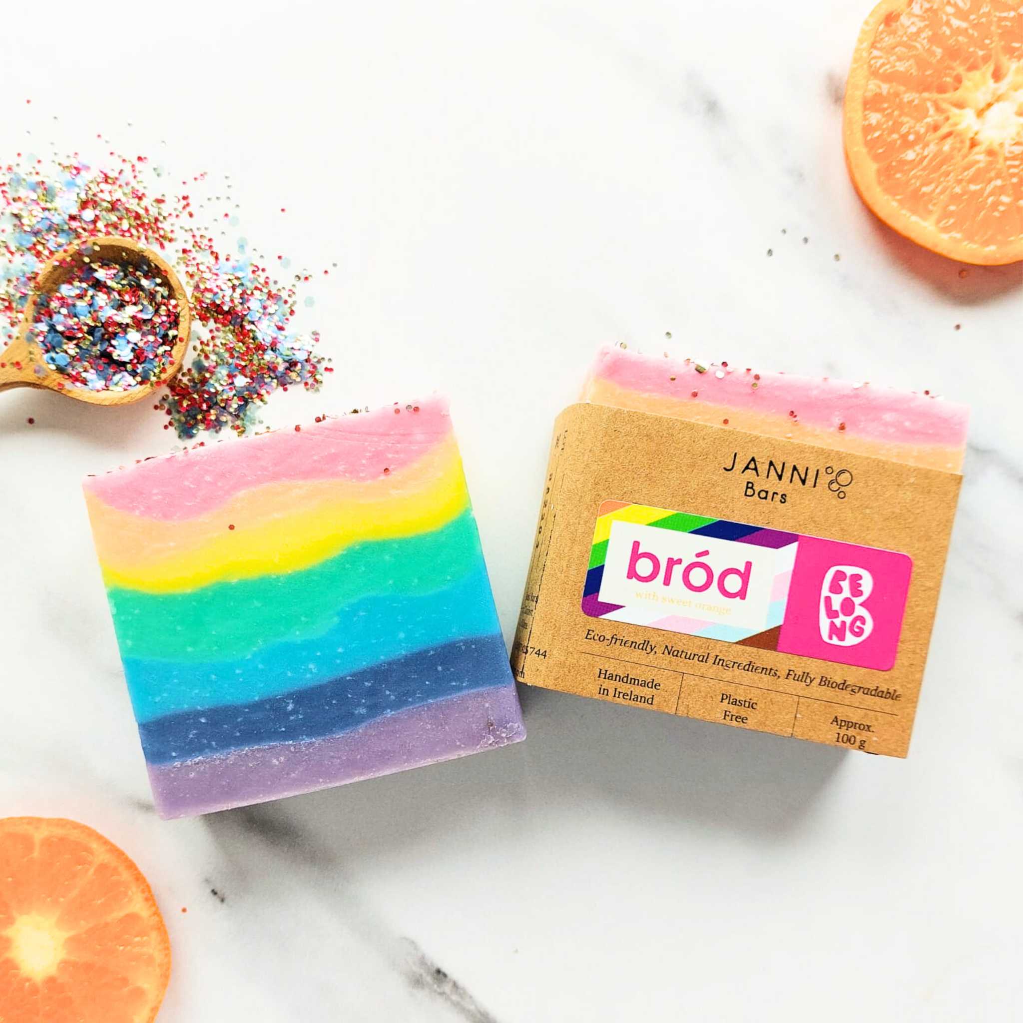 Bród Rainbow Pride Soap - Sweet Orange - Handmade by Janni Bars – Faerly