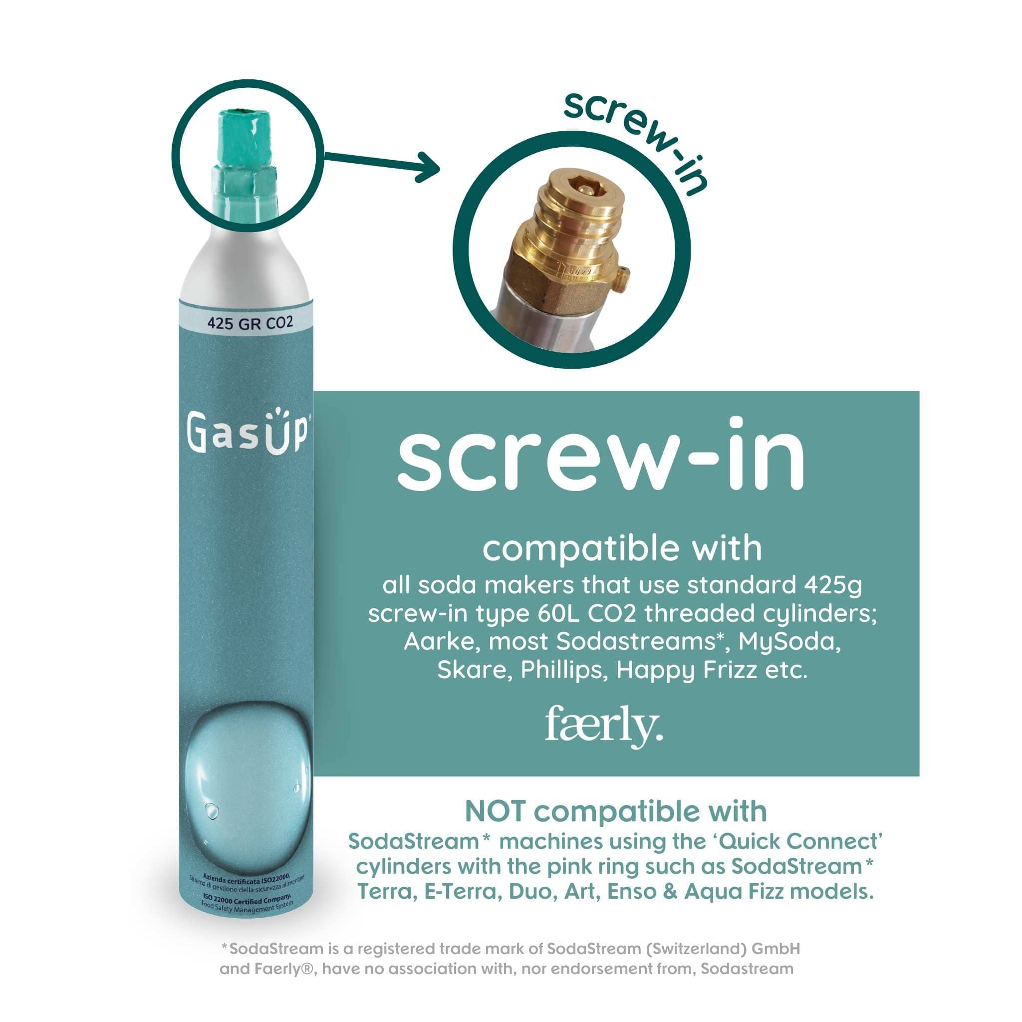 Gas-Up CO2 Gas Cylinder (SCREW-IN) - 60 Litre for Home Carbonators & S ...