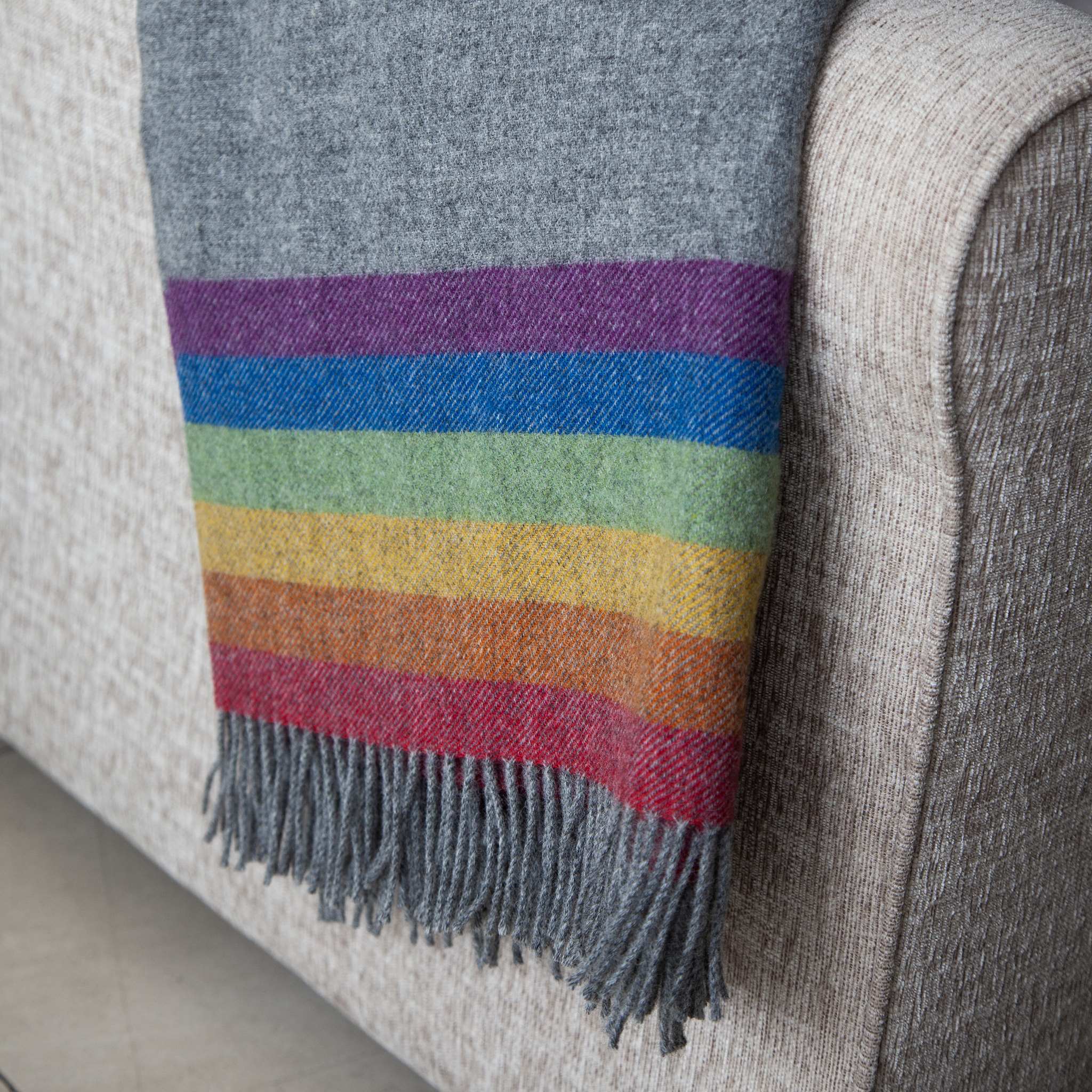 100% Pure Wool Throw - Rainbow Stripe - McNutts of Donegal – Faerly