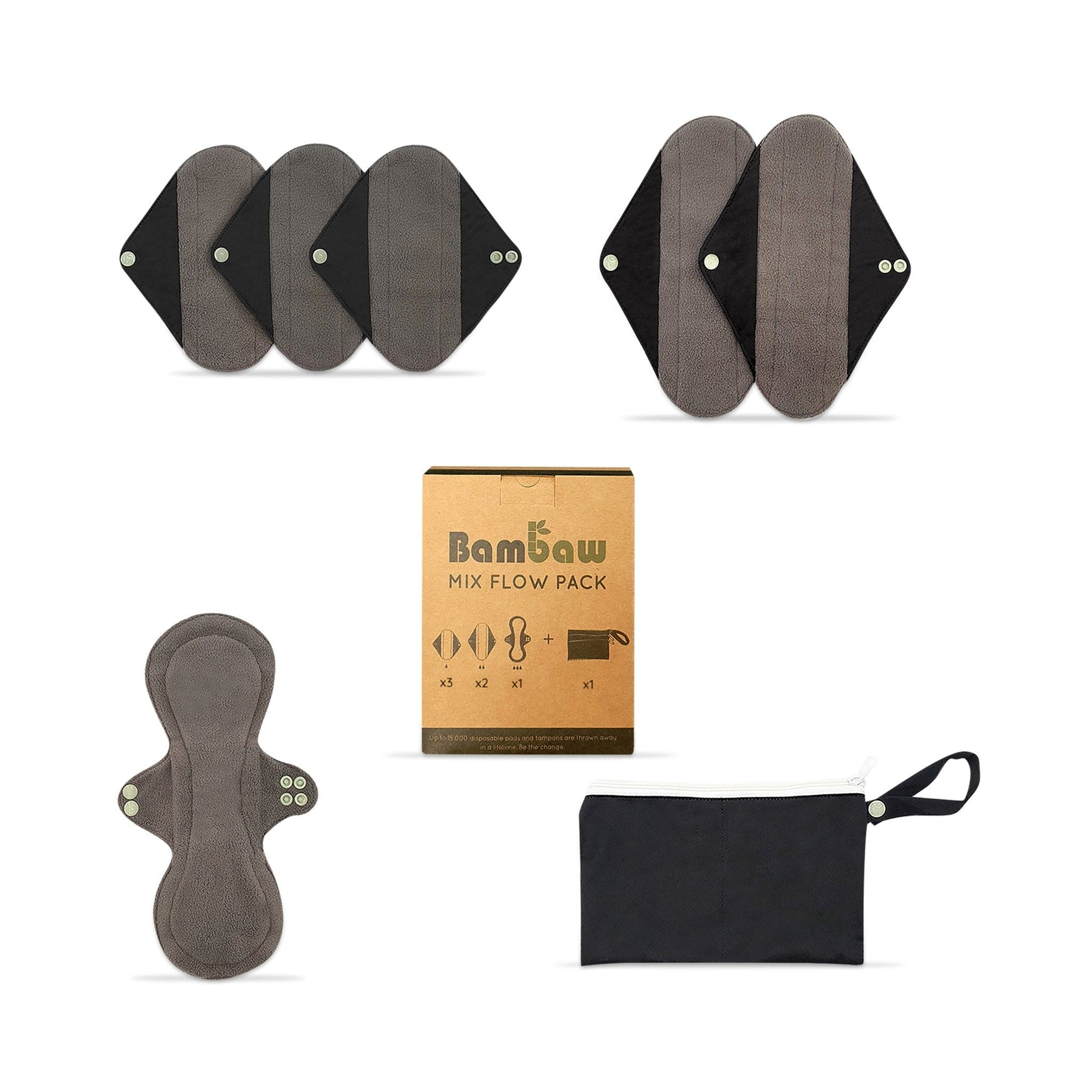 Bamboo Charcoal Reusable Period Pads Set with Pouch - Bambaw – Faerly