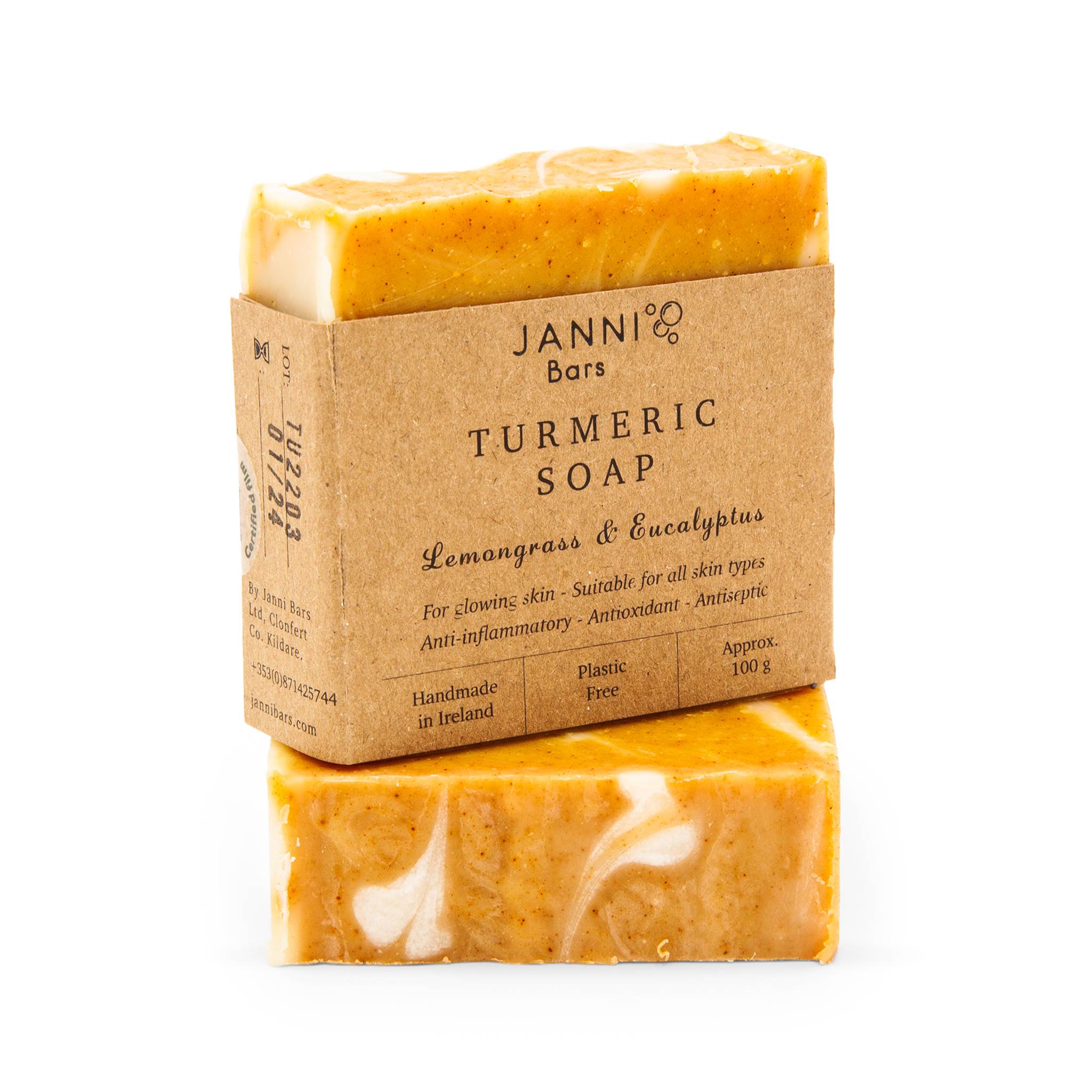Tumeric Cold Pressed Soap with Lemongrass & Eucalyptus - Janni Bars ...